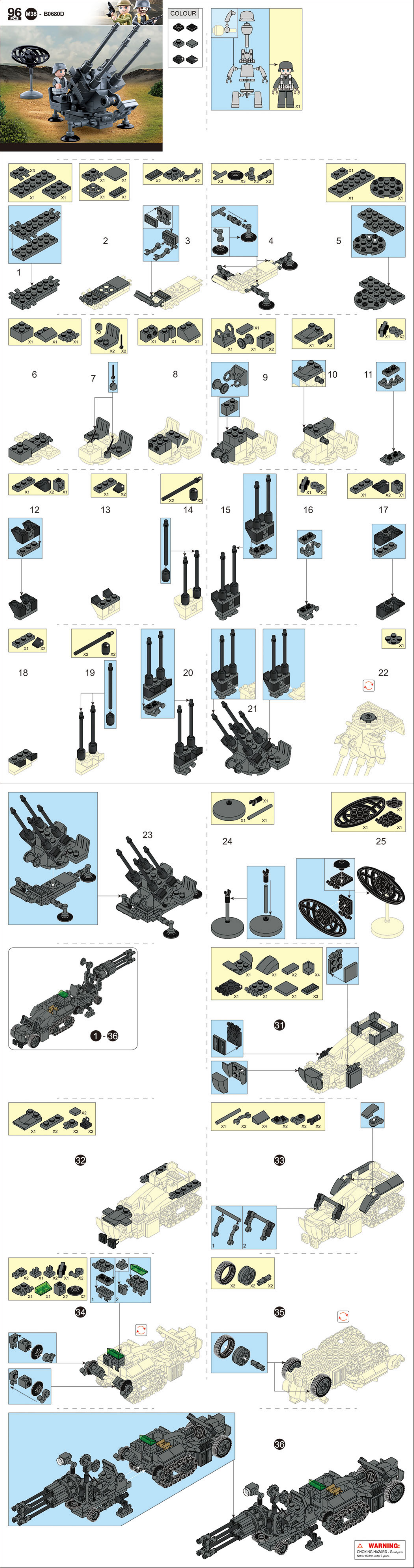 Manual Sluban set M38-B0680D Army German anti-aircraft gun