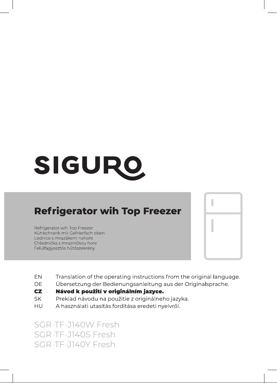 説明書 Siguro TF-J140W Fresh 冷蔵庫-冷凍庫