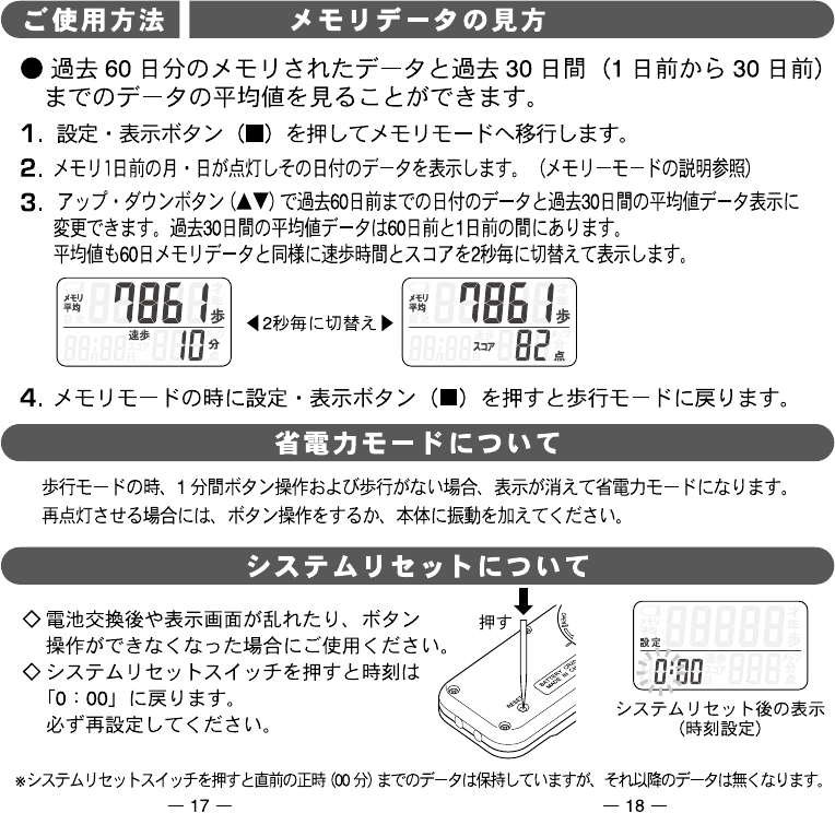 説明書 山佐 TH-500 Active Manpo Plus 万歩計 - ページ 6