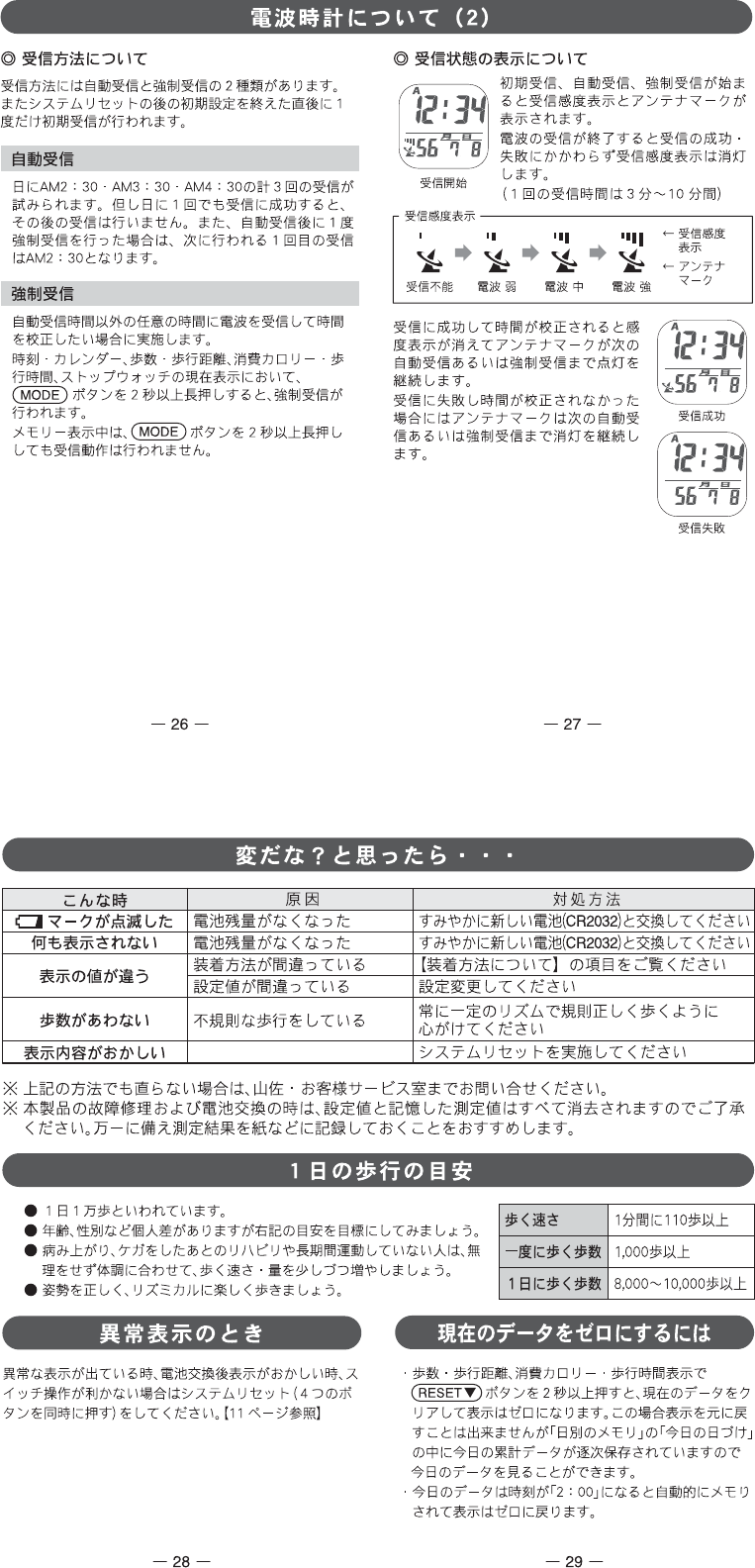 説明書 山佐 TM-600 Dempa Manpo スポーツウォッチ - ページ 8
