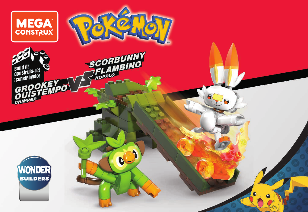 Manual Mega Construx set GMD29 Pokemon Grookey vs. Scorbunny