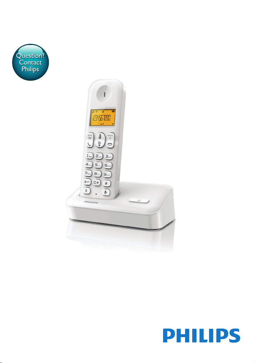 Handleiding Philips B1302W Draadloze telefoon