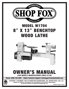 Manual Shop Fox W1704 Lathe