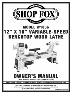 Manual Shop Fox W1856 Lathe