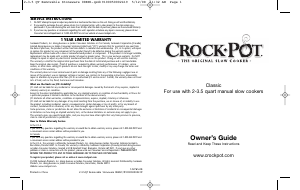 Manuals for Crock-Pot Slow Cookers
